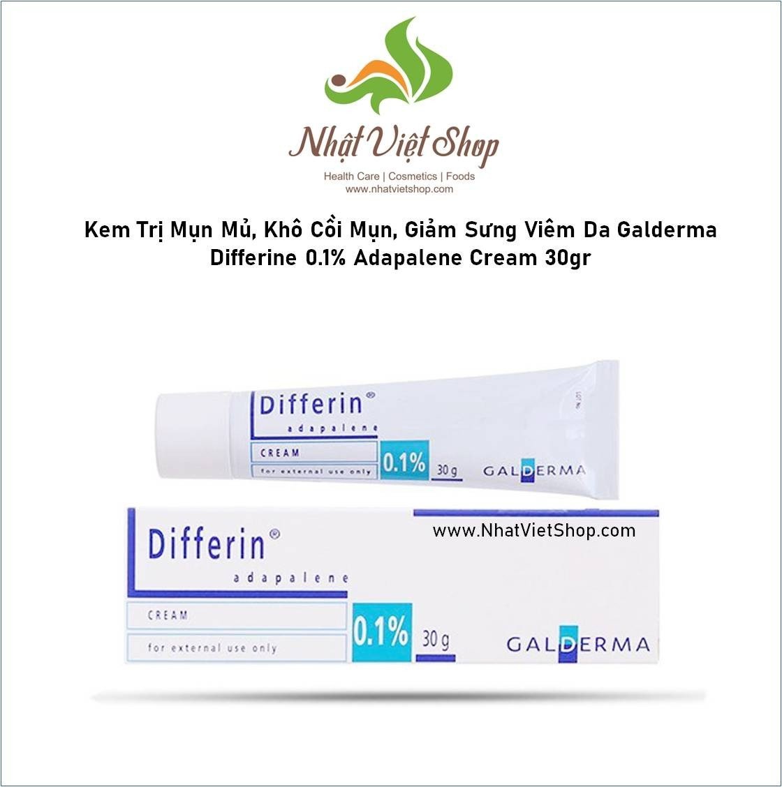 Kem Trị Mụn Mủ Khô Cồi Mụn Giảm Sưng Viêm Da Galderma Differine 0 1